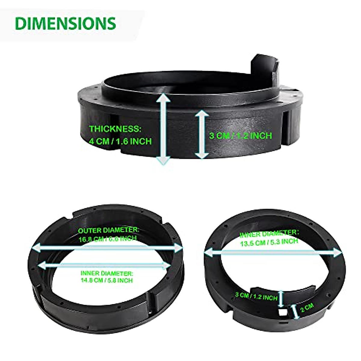 RED WOLF Car Door Speaker Adapter Bracket 6.5 Inch Fit VW Volkswagen Passat Golf/Jetta/Beetle1999-2019, Porsche 2000-2006, Skoda 2005-2013 Install Aftermarket Speaker Adapter Spacer Ring