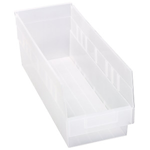 QUANTUM STORAGE SYSTEMS High Density QSB204CLCS Solid Part Organizer Clear Bins 18" L x 7" W x 6" H 20 Pack