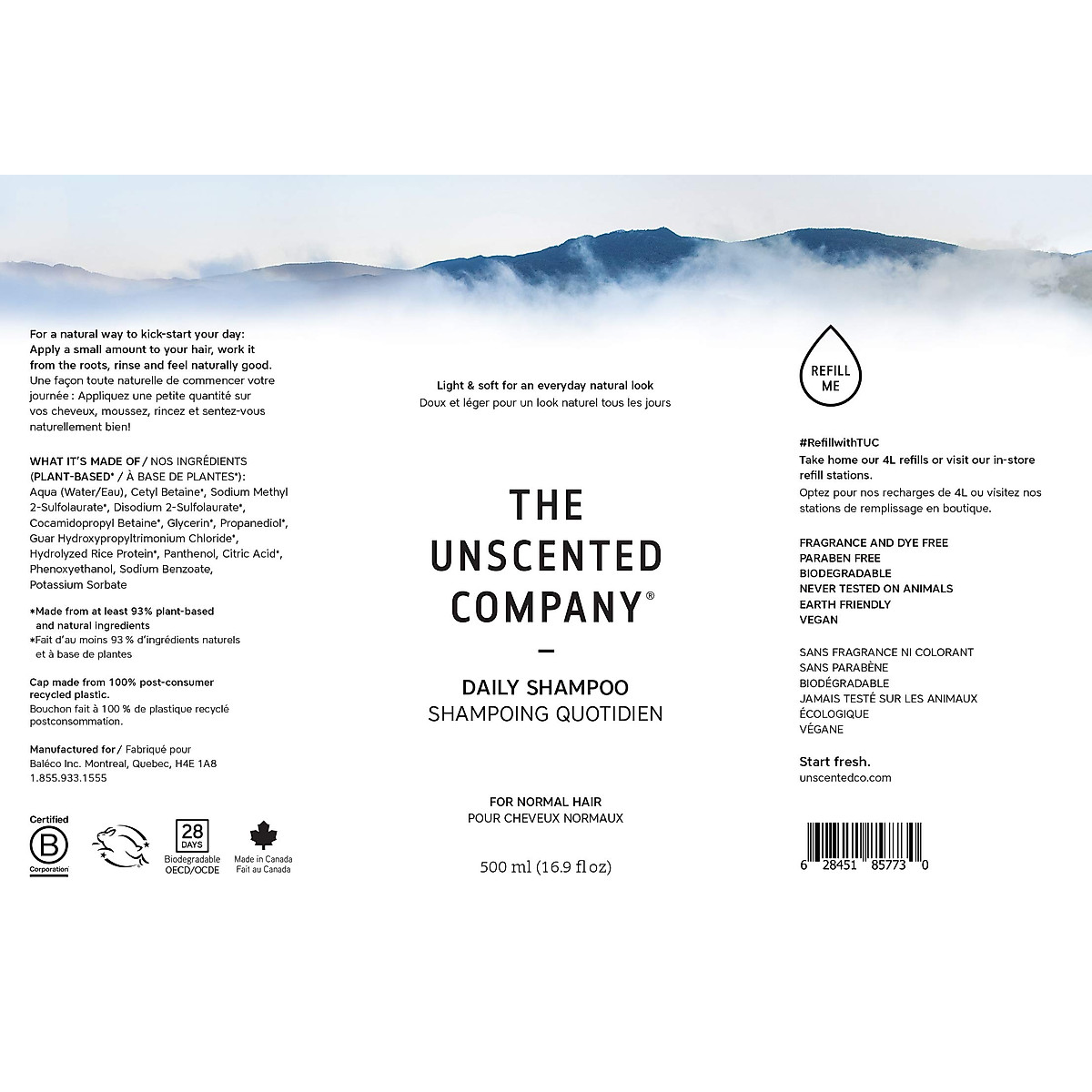 The Unscented Company Daily Shampoo, 500 ML