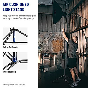 NEEWER 13ft/4m Air Cushioned Light Stand, Heavy Duty All Metal Photography Tripod Stand with 1/4” to 3/8” Reversible Spigot, 3 Way Mounting Interface & Metal Locking Knobs, Max Load 6.5lb/3kg