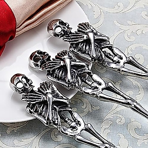 Silverware Set Handmade Skull Skeleton Cutlery Set Premium Stainless Steel Utensils,Including Knife/Fork/Spoon,Cutlery Badass For Halloween Home Kitchen Gift For Gothic Lover