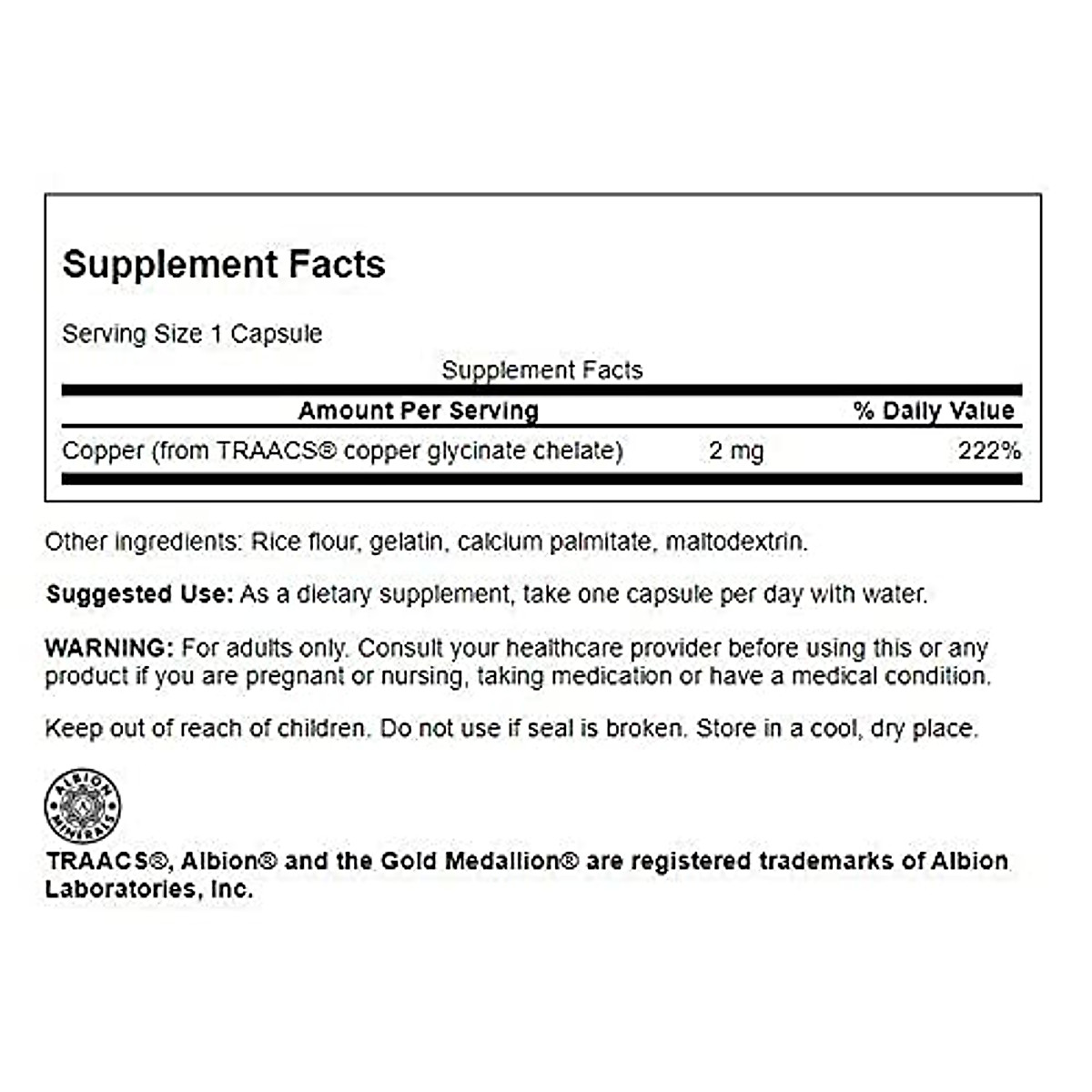 Swanson Albion Chelated Copper 2 Milligrams 60 Capsules (2 Pack)