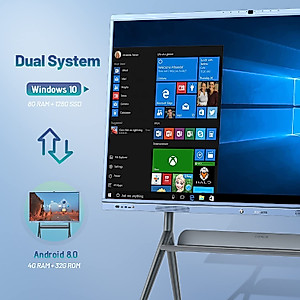 JYXOIHUB Smart Board, 65 Inch All in One Interactive Whiteboard with 4K UHD Touch Screen Flat Panel, Digital Electronic Whiteboard Built in Dual System and 20MP Camera for Classroom (65)