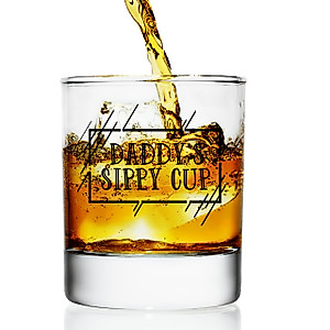 Daddy’s Sippy Cup Whiskey Glass - Funny New Dad Gifts for First Time Parents - Unique Christmas, Fathers Day, or Birthday Gift for Expecting Father - 11oz Premium Scotch Glass