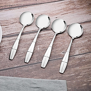 Begale 16-Piece Round Soup Spoon, Stainless Steel Bouillon Spoons