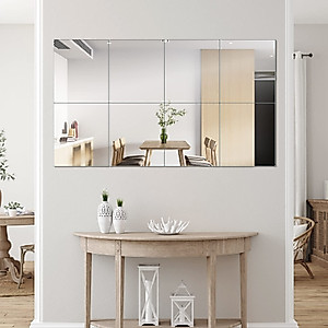 Coo-Drill Mirror Tiles Home, 14'' x 12'' Frameless Wall Mounted Mirror(8Pcs), Glass Wall Mirror for Home Gym, Door, Bedroom, Living Room