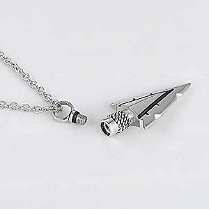 LuxglitterLin Men's Spear Point Arrowhead Cremation Urn Necklace for Ashes Arrow Ashes Holder Memorial Keepsake Pendant Jewelry, (UR-12 Arrowhead)