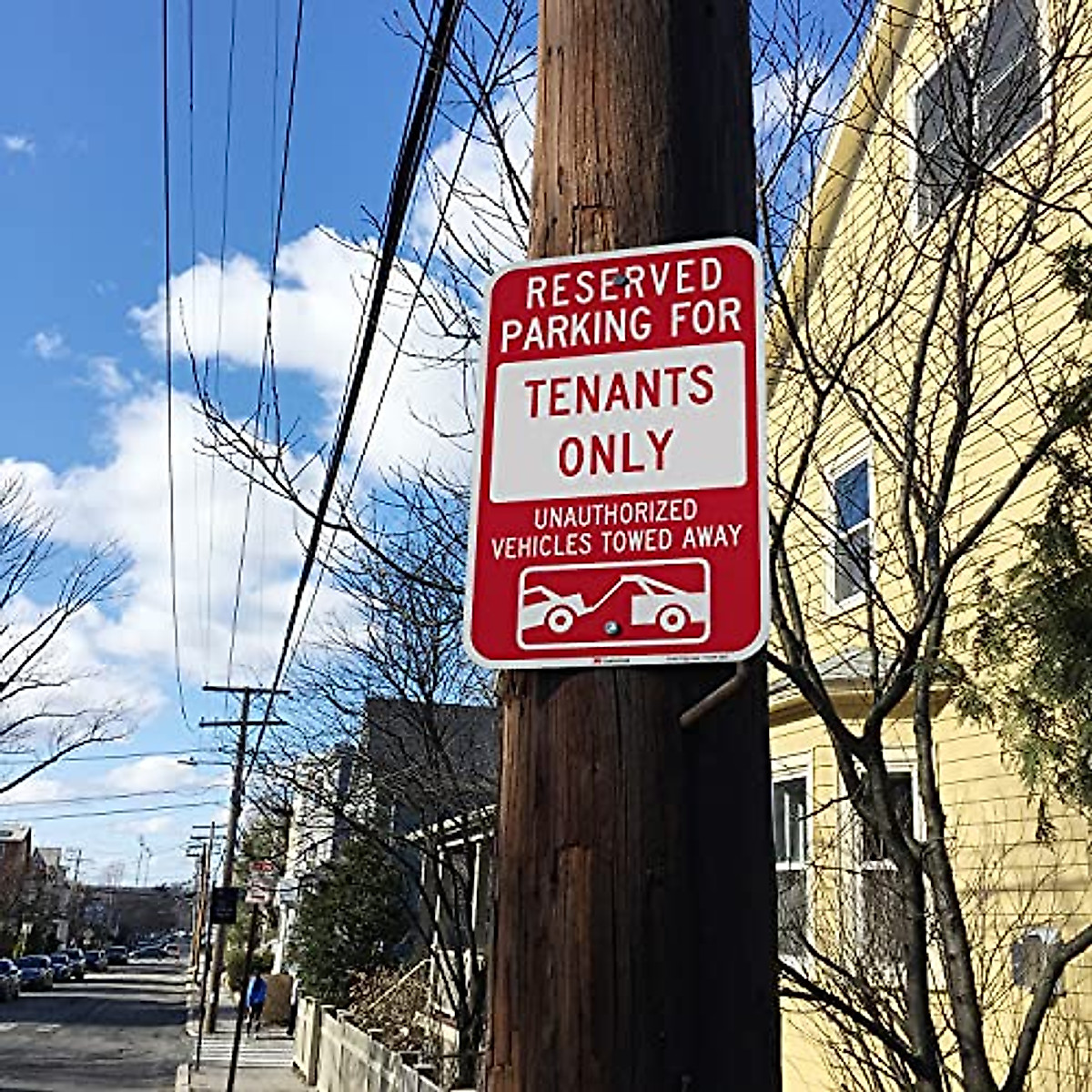 SmartSign - K-8727-EG-12x18 "Reserved Parking For Tenants, Unauthorized Vehicles Towed" Sign | 12" x 18" 3M Engineer Grade Reflective Aluminum Red on White