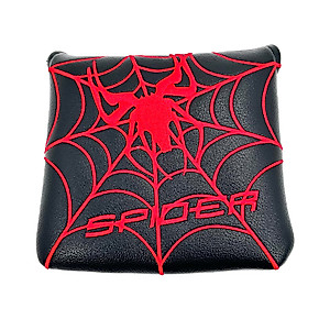 Mykepoda Black with Red Spider Embroidery Golf Club Square Mallet Putter Cover Magnetic Golf Headcover