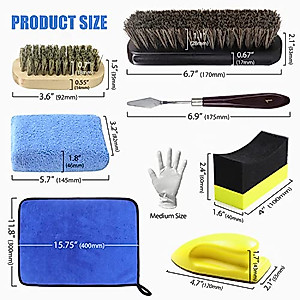 Leather Cleaning Care Tool Kit Car Care Washes & Waxes Kits Used for Cleaning, Waxing & Polishing of Leather Apparel, Furniture, Auto Interiors, Seats, Sofas, Shoes, Bags and Accessories 8 PCS Set