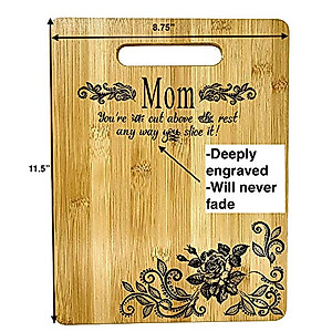 Mother's Gift – Bamboo Cutting Board Design Mom Gift Mother's Day Gift Birthday Christmas Gift Engraved Side For Décor Hanging Reverse Side For Usage (8.75x11.5 Rectangle)
