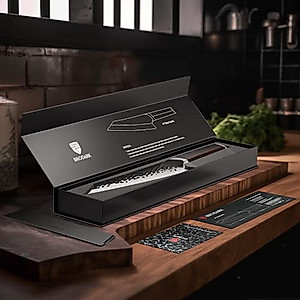 BRODARK Japanese Chef Knife, Professional 8 Inch Kitchen Knife with Hand Forged 9Cr18MoV High Carbon Steel Blade,Ultra Sharp Gyuto Knife and Ergonomic Handle,Gift Box