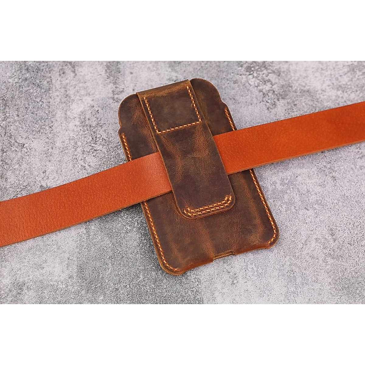 Personalized leather Phone sleeve pouch flip case with belt clip loop leather phone sleeve case for iPhone 15 14 13 Pro Max W09-LPSN