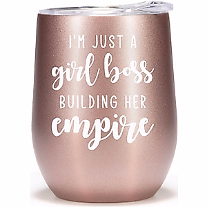 Rock and Llama I'm Just A Girl Boss Building Her Empire Wine Glass Tumbler Cup Boss Lady Gifts Boss Babe Coffee Mug