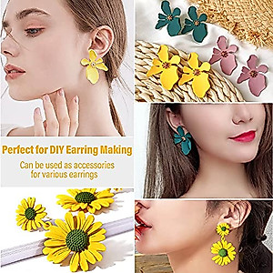 Earring Posts Stainless Steel, Flasoo 1200Pcs Hypoallergenic Earring Posts and Backs, Gold Flat Pad Earring Studs with Clutch for Earring Making and DIY Stud Earring Supplies