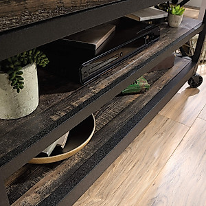 Sauder Steel River TV Stand, for TVs up to 52", Carbon Oak Finish