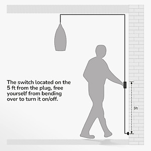 DEWENWILS EDISHINE Plug in Pendant Light, Hanging Light with15FT Adjustable Cord, On/Off Switch, Handcrafted Art Glass Shade, Hanging Light Fixture for Kitchen, Bathroom, Entryway, Light Blue