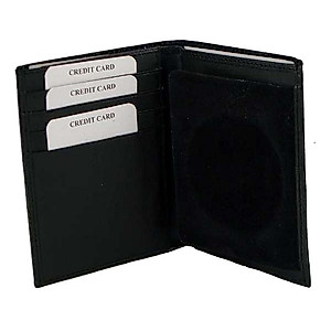 Police Badge Holder Genuine Leather Style - mw2515TABlack,Black,One Size