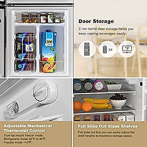 Whirlpool WHR31TS4E 3.1 Cu. Ft. Compact Refrigerator Dual Door Fridge, Adjustable Mechanical Thermostat with True Freezer, Stainless Steel Look