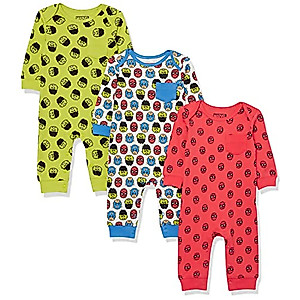 Amazon Essentials Disney | Marvel | Star Wars Baby Boys' Cotton Coveralls, Pack of 3, Marvel Friends, 12 Months