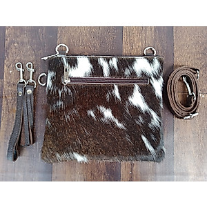 Cowhide Purse Crossbody Handbag Clutch Tricolor Brown Cow Hide Hair on Calf Hide Leather Fur | Women Cowhide Crossbody Purse Bag
