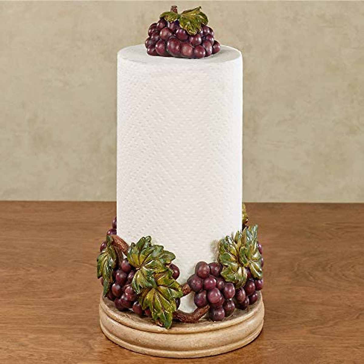 Touch of Class Vineyard Sangria Grape Harvest Paper Towel Holder - Tuscan Style Decor - Themed Holders for Kitchen, Dining Room - Painted by Hand - Purple