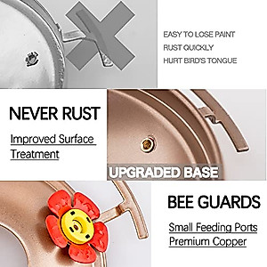 LaElvish Garden Hummingbird Feeder, 34OZ Hand Blown Glass Hummingbird Feeders for Outdoors Hanging, 4 Feeding Perch with Ant Moat Leakproof, Garden Yard Decor Gifts for Women Mom (Golden Balloon)