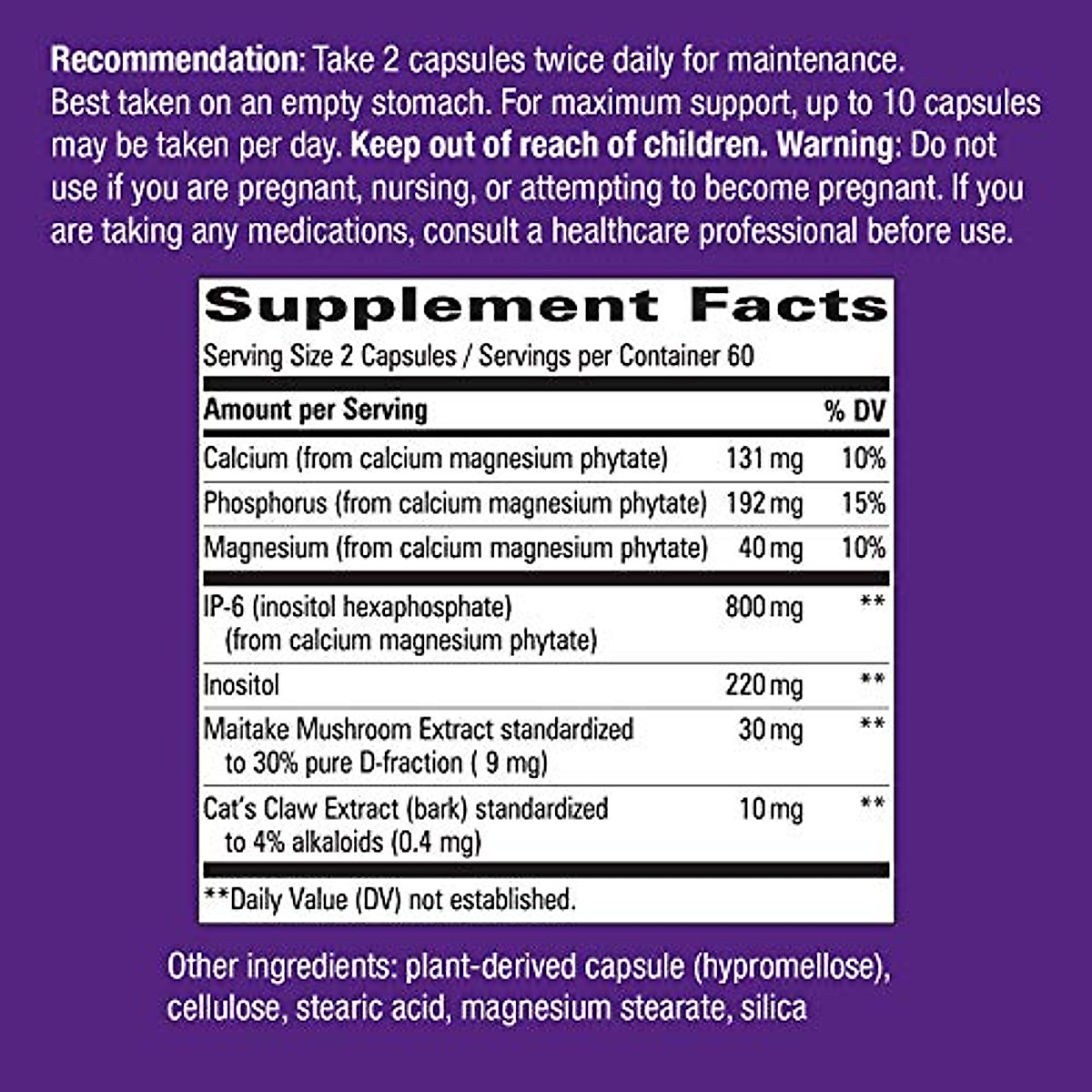 Nature's Way Cell Forté MAX3 IP-6 & Inositol w/Maitake & Cat's Claw, 120 VCaps