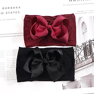 CÉLLOT 20 Colors Baby Girl Headbands with 4.5 Inches Hair Bows Nylon Turban Head Wraps Headbands for Newborn Infants and Toddlers