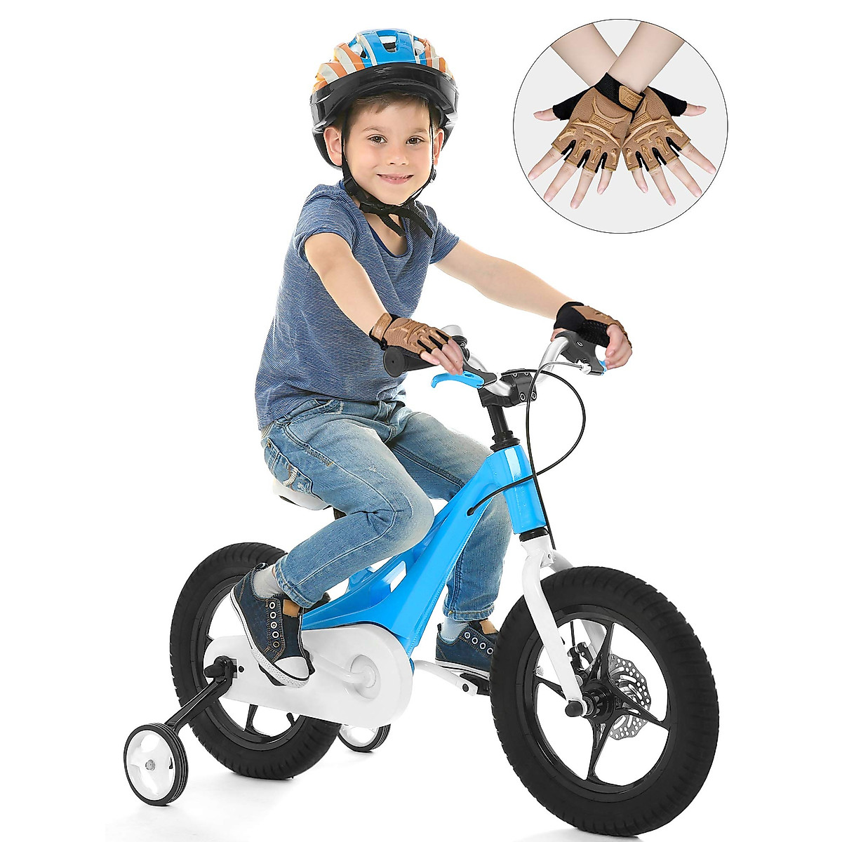 SATINIOR 4 Pairs Kids Cycling Gloves Half Finger Bike Gloves Non-Slip Mitten Sport Gloves for Boys and Girls
