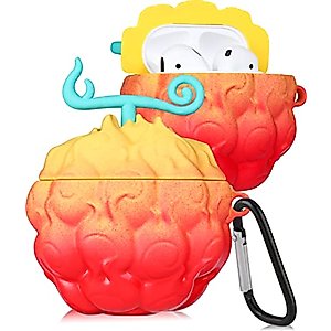 Gkv Silicone Case for Airpods 1/2 Design Fashion Unique 3D Cool Funny Cartoon Air Pods 1st/2nd Cover Cute Designer Stylish Shell Cases for Girls Boys Kids Teen for Airpods 1/2 (Red Yellow Fruit Food)