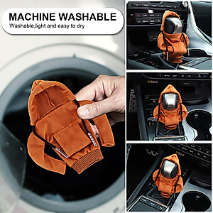 alpmosn Car Gear Shift Cover Fashionable Sweater Desgin, Automative Shift Knob Cover Cute Hoodie Design for Car Gear Shifter Soft Gear Stick Cover Car Interior Accessories(Orange)