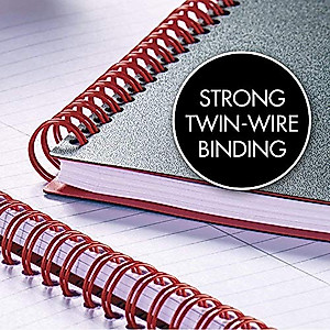Black n' Red Twin Wire Poly Cover Notebook, 3-5/8" x 5-7/8" Sheet Size, Black/Red, 70 Ruled Sheets, Sold as 5 Pack (F67010)
