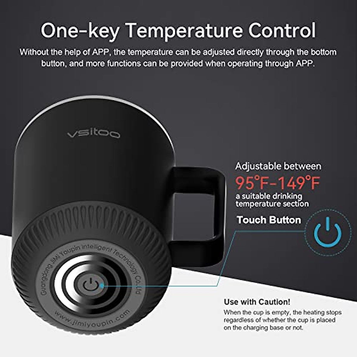 vsitoo Temperature Control Smart Mug 2 - Keep Your Coffee Hot All Day, Self Heating Coffee Mug with LED Display, 10 oz, 90 Min Battery Life - App&Manual Controlled Heated Coffee Mug - Coffee Gifts