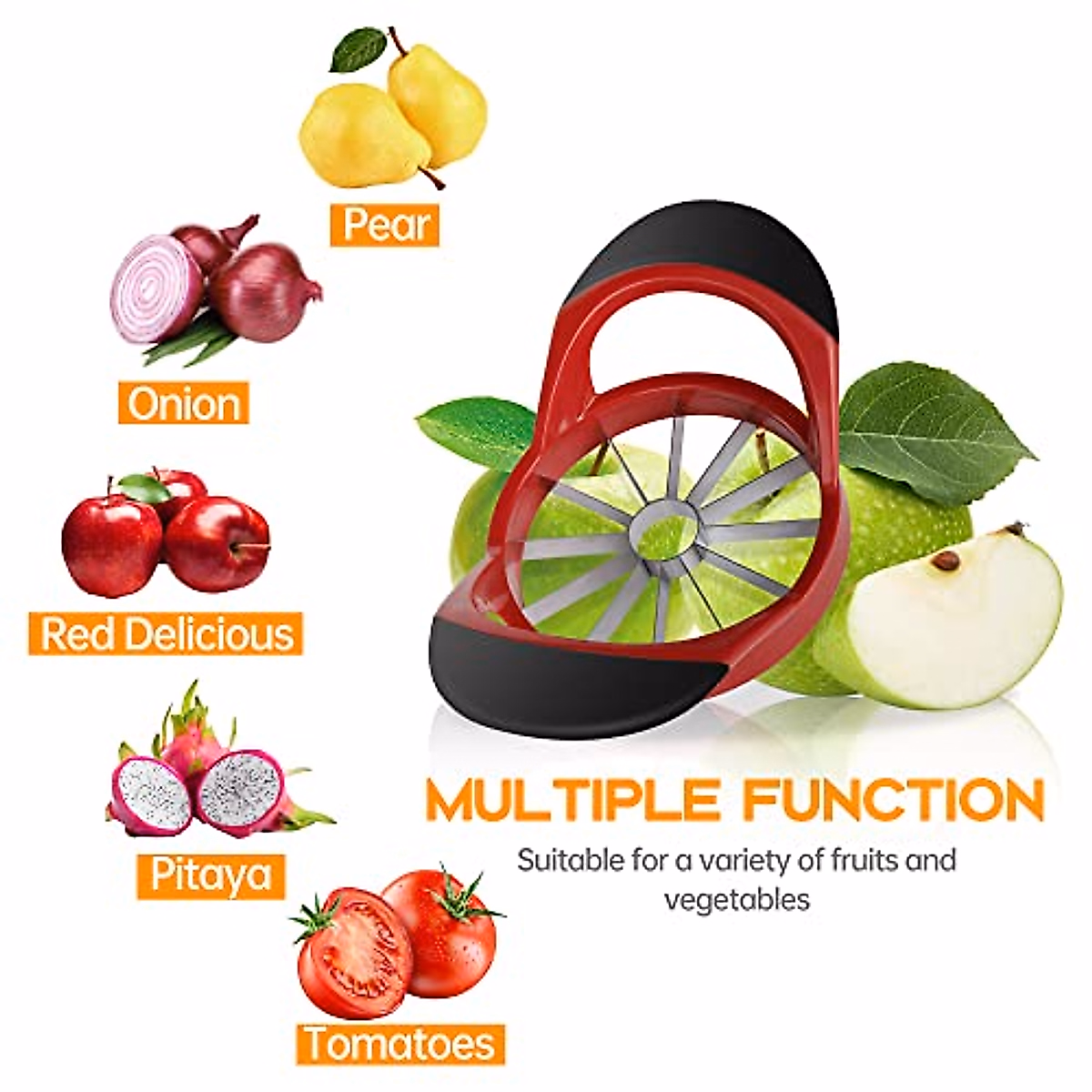 Supercenter Apple Cutter, Apple Corer and Slicer - Stainless Steel Apple Corer - 4.72 Inch Apple Slicer Tool with 12 Super Sharp Blades, lightweight Apple Slicer and Corer with Anti-slip Handle