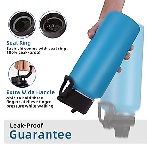 Volhoply 32oz Insulated Water Bottles Bulk 8 Pack with Straw Lid & Spout Lid,Stainless Steel Sports Water Bottle,Double Wall Vacuum Cups,Leakproof Wide Mouth Metal Flask for Hiking,Camping(Blue,8)