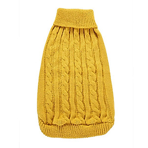 Small Dog Sweater, Warm Pet Sweater, Cute Knitted Classic Dog Sweaters for Small Dogs Girls Boys, Dog Sweatshirt Cat Sweater Clothes Coat Apparel for Small Dog Puppy Kitten Cat (Large, Yellow)