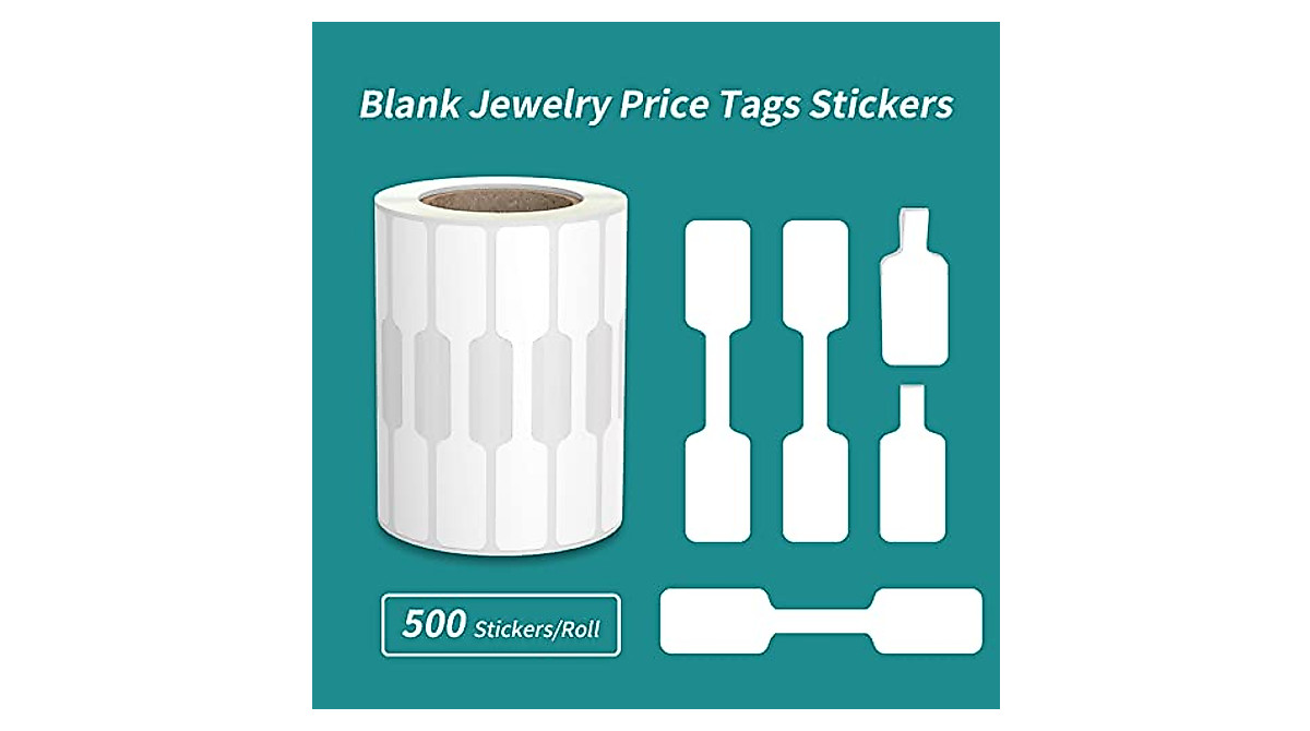 Jewelry Price Tags Roll - 500 Durable Self-Adhesive Labels
