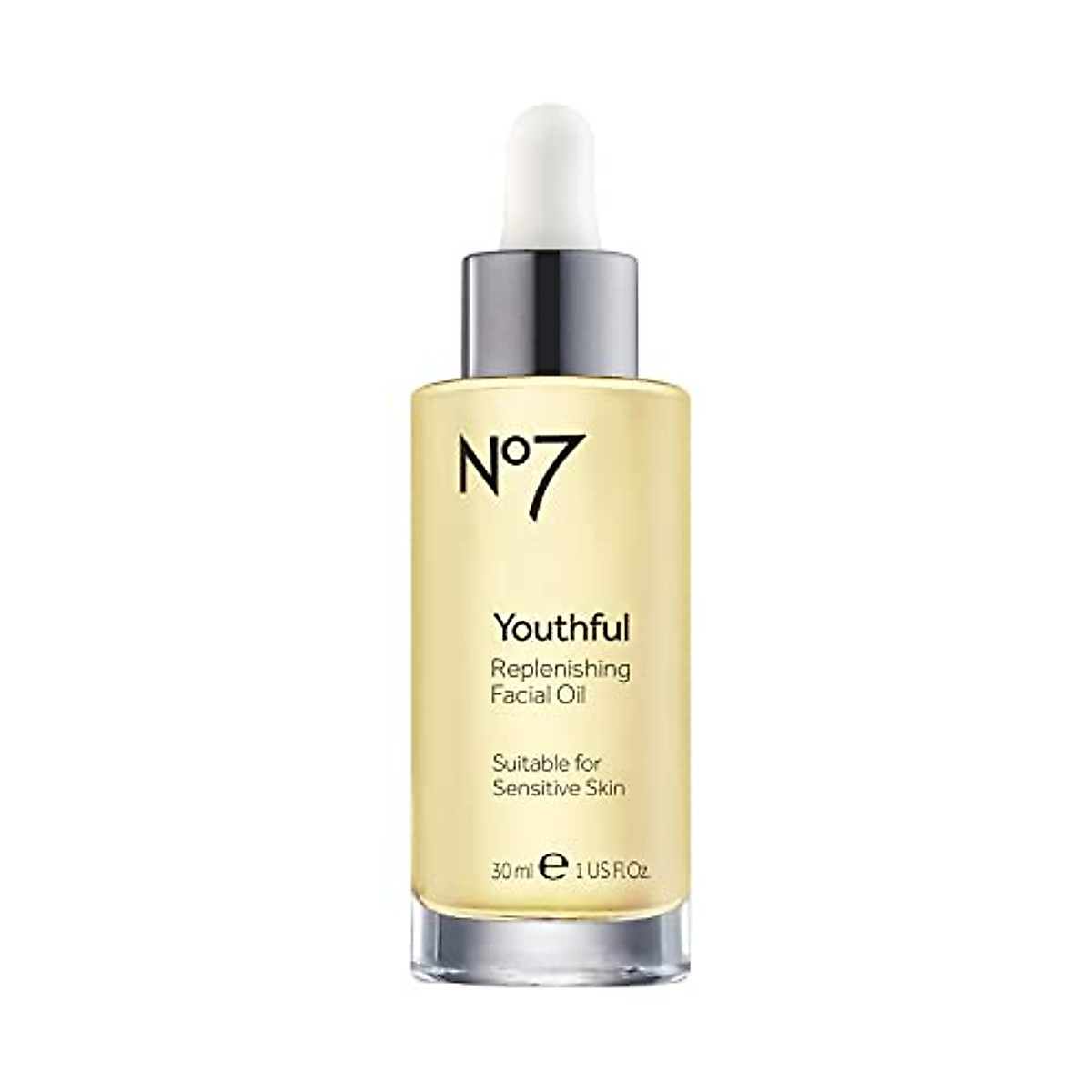 No.7 No7 Youthful Replenishing Facial Oil - Nongreasy Hydrating Face Oil for Dry Skin - Anti Aging Face Oil + Lightweight Wrinkle Repair for Sensitive, Mature Skin (30ml)