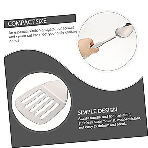 YARNOW 2 Sets Stainless steel kitchenware spatula stainless steel egg cookers slotted spoon ash can for fireplace kitchen cooking tool egg spatula double line Cutlery Set