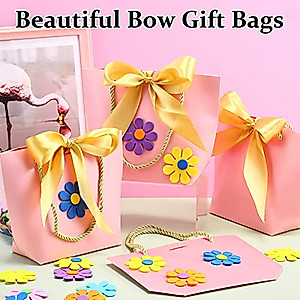 Mimorou 40 Pcs Pink Gift Bags with Handles Bow Ribbon Party Favor Bag 8.27 x 6.3 x 2.76 Inches Pink Paper Bags for Birthday Wedding Valentine's Day Bridesmaid Celebration Holiday Party Supplies