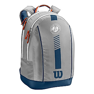 Wilson Youth Tennis Team Backpack, Roland Garros Design, for up to 2 Rackets, Polyester, Grey
