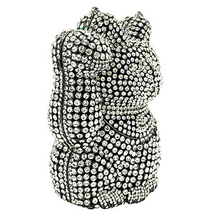 Elegant Evening Bags For Womens Clutches Purse Chain Wallet Handbags Crystal Party Lucky Cat Silver