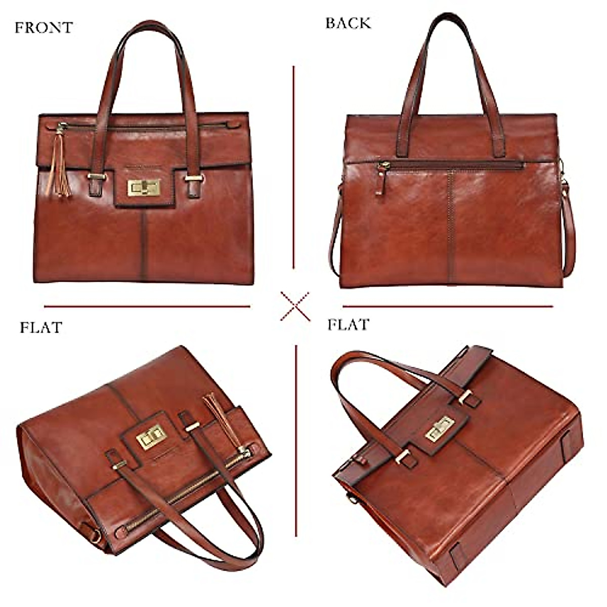 Banuce Vintage Full Grain Leather Purses and Handbags for Women Satchel Bag Fashion Ladies Office Work Bag