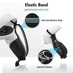 AMVR Touch Controller Grip Cover, for Meta/Oculus Quest, Quest 2 or Rift S Accessories,with Anti-Throw Straps and Handle Protective Sleeve,Made of Premium Material, Comfortable Feel, Easy Installation