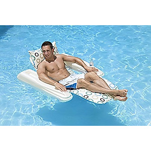 Poolmaster Swimming Pool Adjustable Floating Chaise Lounge, Rio Sun, Mod Dots