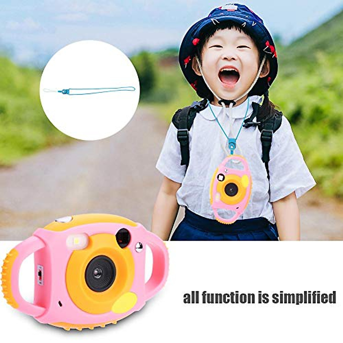 Senyar Camera, Kids HD Camera 1.8 Inch 5MP Cute Toy Action Camera with Seilf Function for Boys Girls (Pink)