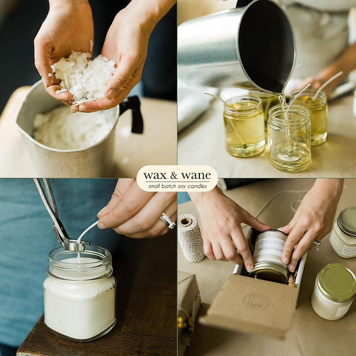 Wax & Wane Signature Line Scented Candle Set of 3-4oz Handmade Candles For Men and Women - Long Burning 25+ Hours Candles For Home, Bedroom, and Bathroom - 100% Natural Soy Candles Made in the USA