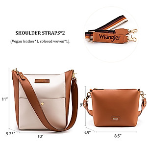 Wrangler Bucket Bag for Women Large Crossbody Bags with Extra Guitar Strap Hobo Purse Crossbody Handbags WG115-918-BR