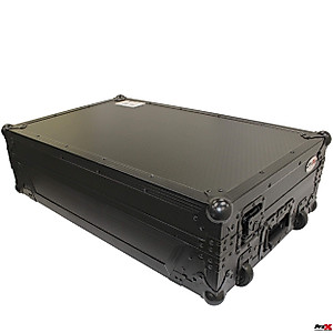 ProX XS-DDJ1000 WLTBL LED ATA Flight Case for Pioneer DDJ-1000 FLX6 SX3 DJ Controller with Laptop Shelf 1U Rack Space Wheels and LED - Black